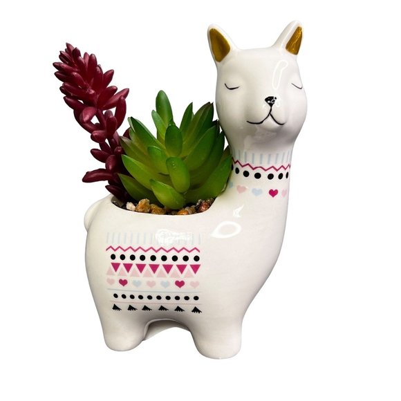 Unbranded | Accents | Llama Alpaca Succulent Planter White Ceramic Faux ...